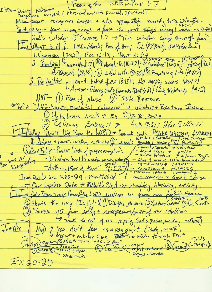 Sermon manuscript: Tom Schmidt, Prov 1:7